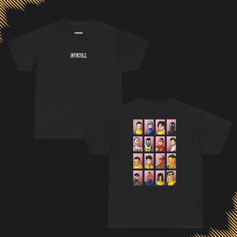 Invincible Variants Graphic T-Shirt, Back and Front Print, Superhero ...