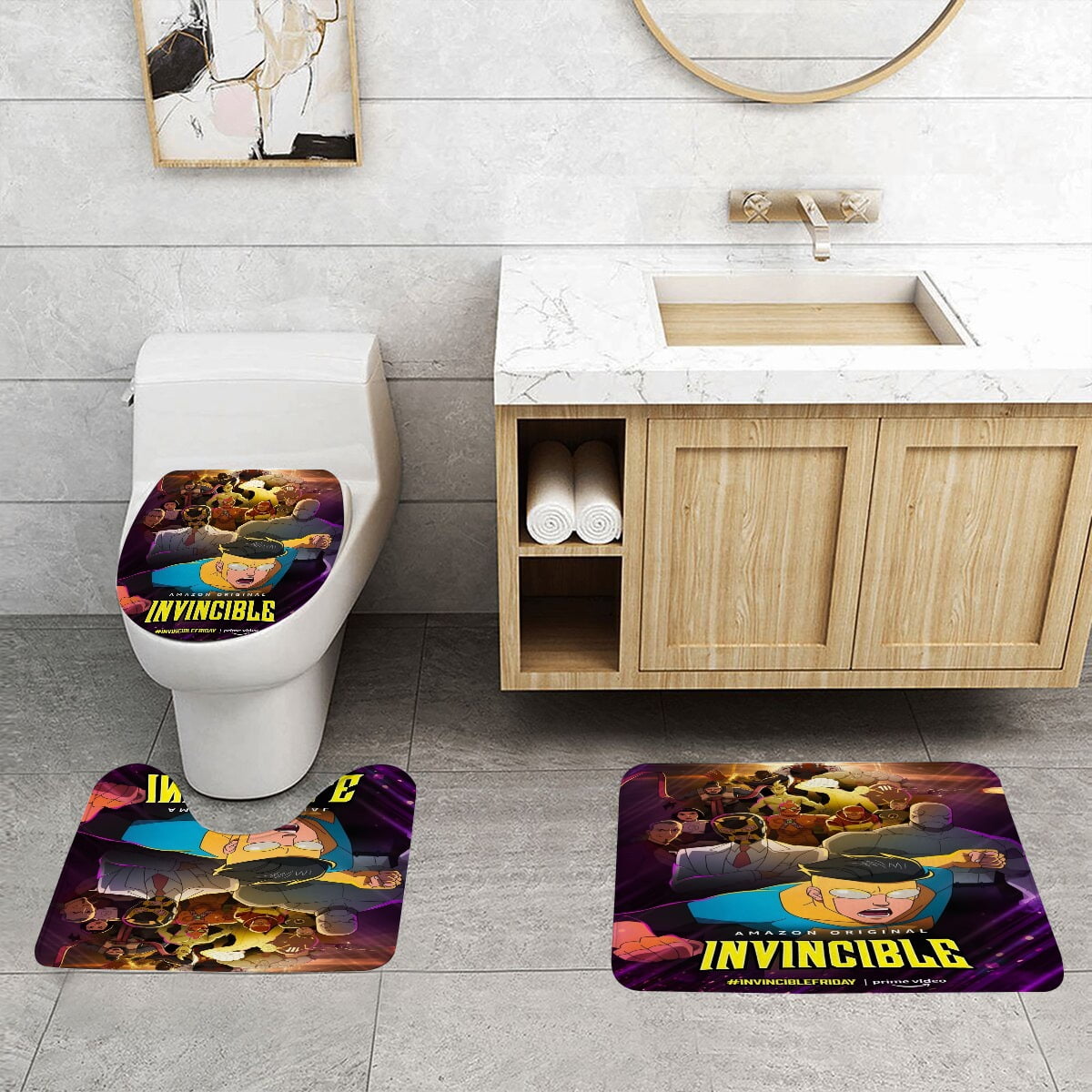 InvincibleS floor mat and toilet set is durable,and adds a nostalgic ...