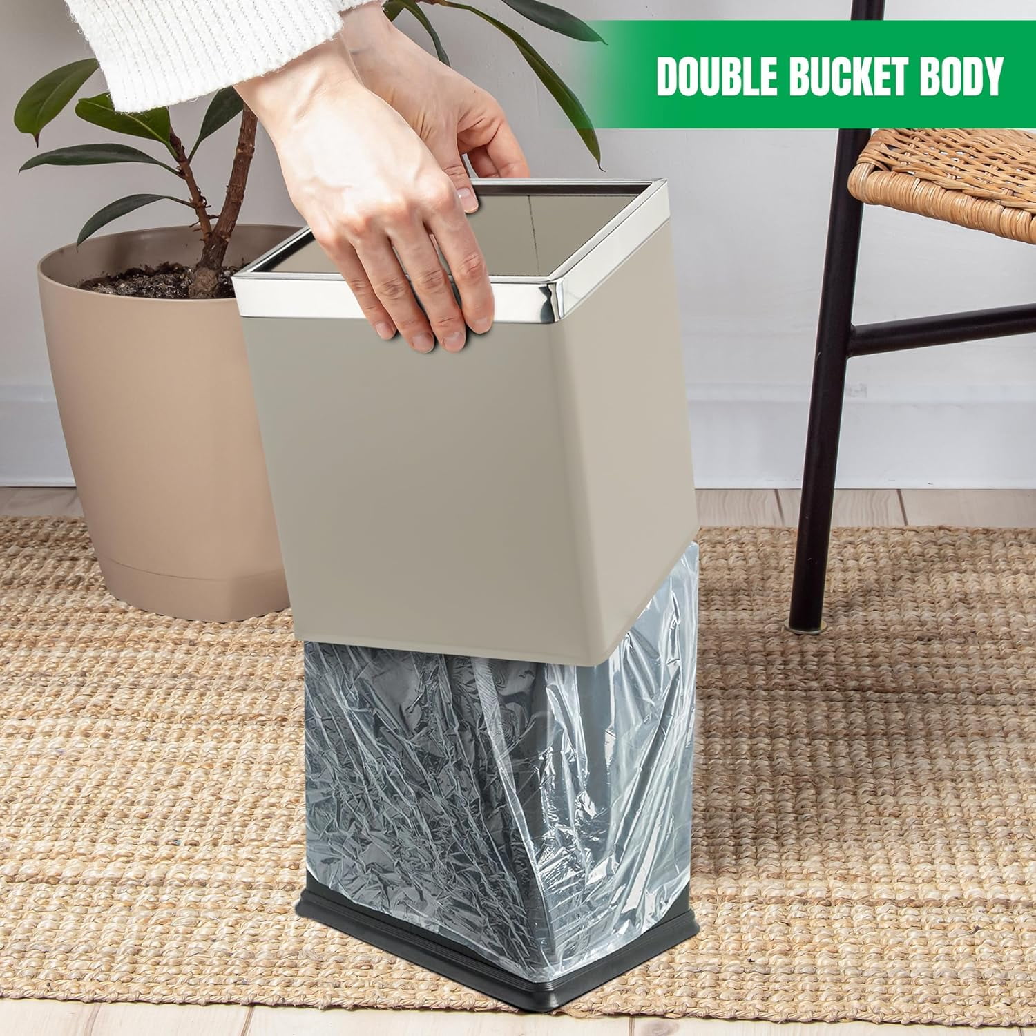 'Invisi-Overlap' Open Top Metal , Small Office Wastebasket, Décor ...