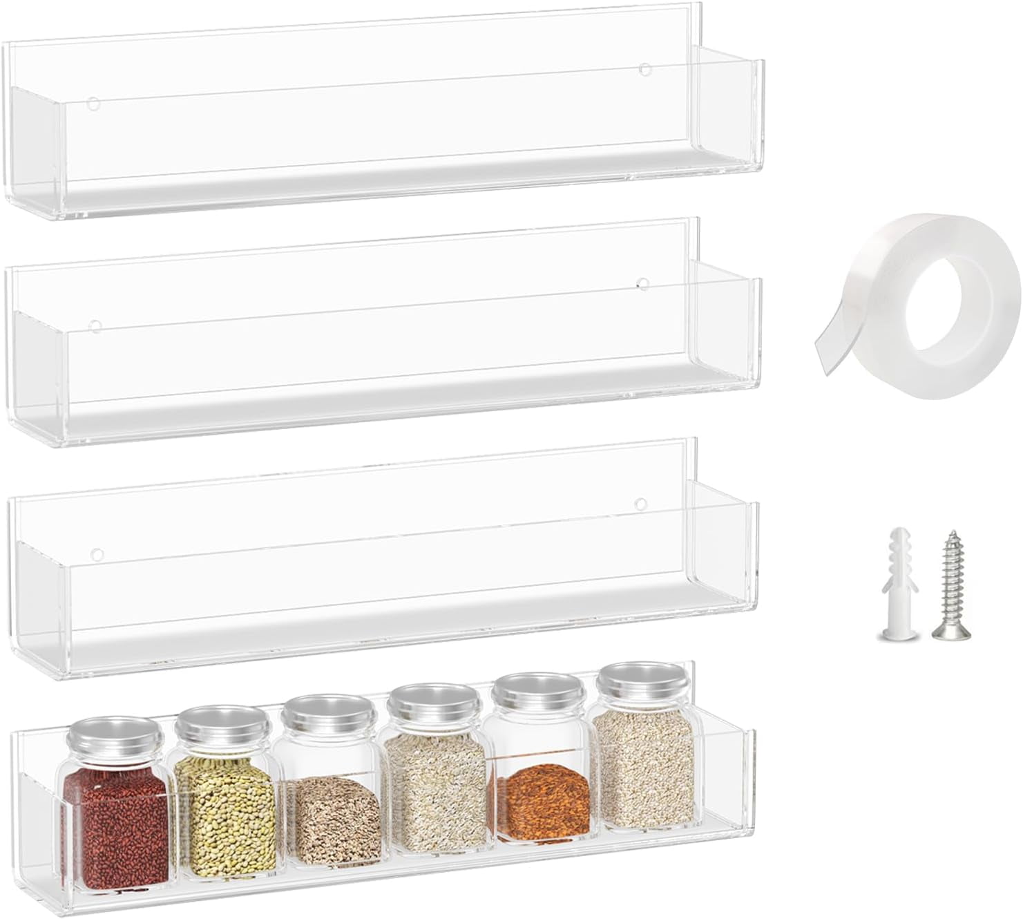 Invisible Acrylic Wall Spice Rack Adhesive wall mounted rack organizer ...