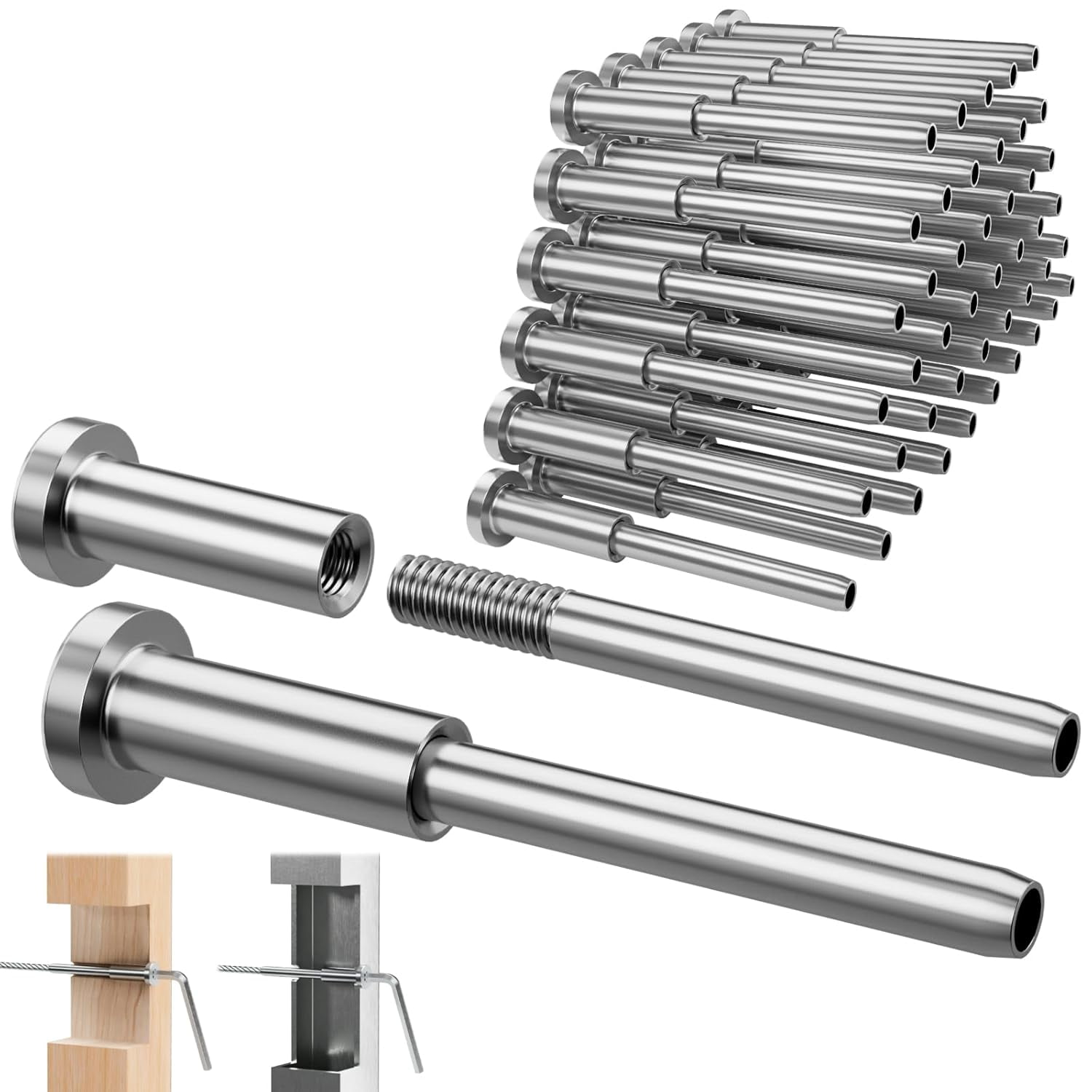 Invisible Cable Railing Kit - 50 Pack 1/8" T316 Stainless Steel ...