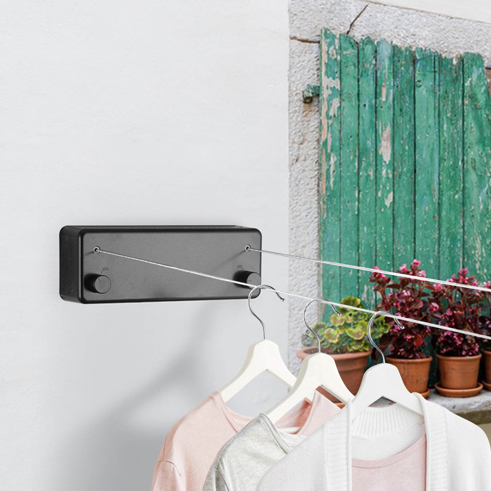 Invisible Clothesline, Wall-mounted Clothesline, Double Line ...