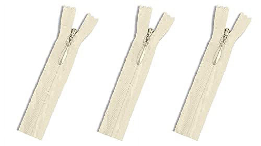 Invisible (Conceal) YKK Zippers - Perfect for Clothes, Crafts & Sewing Projects - Color: Natural ...