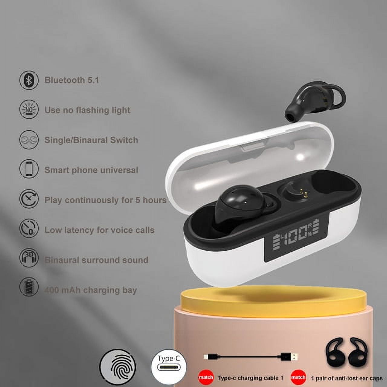 Invisible Earphones Bluetooth 5.2 Wireless Sleeping Earbuds Hidden ...