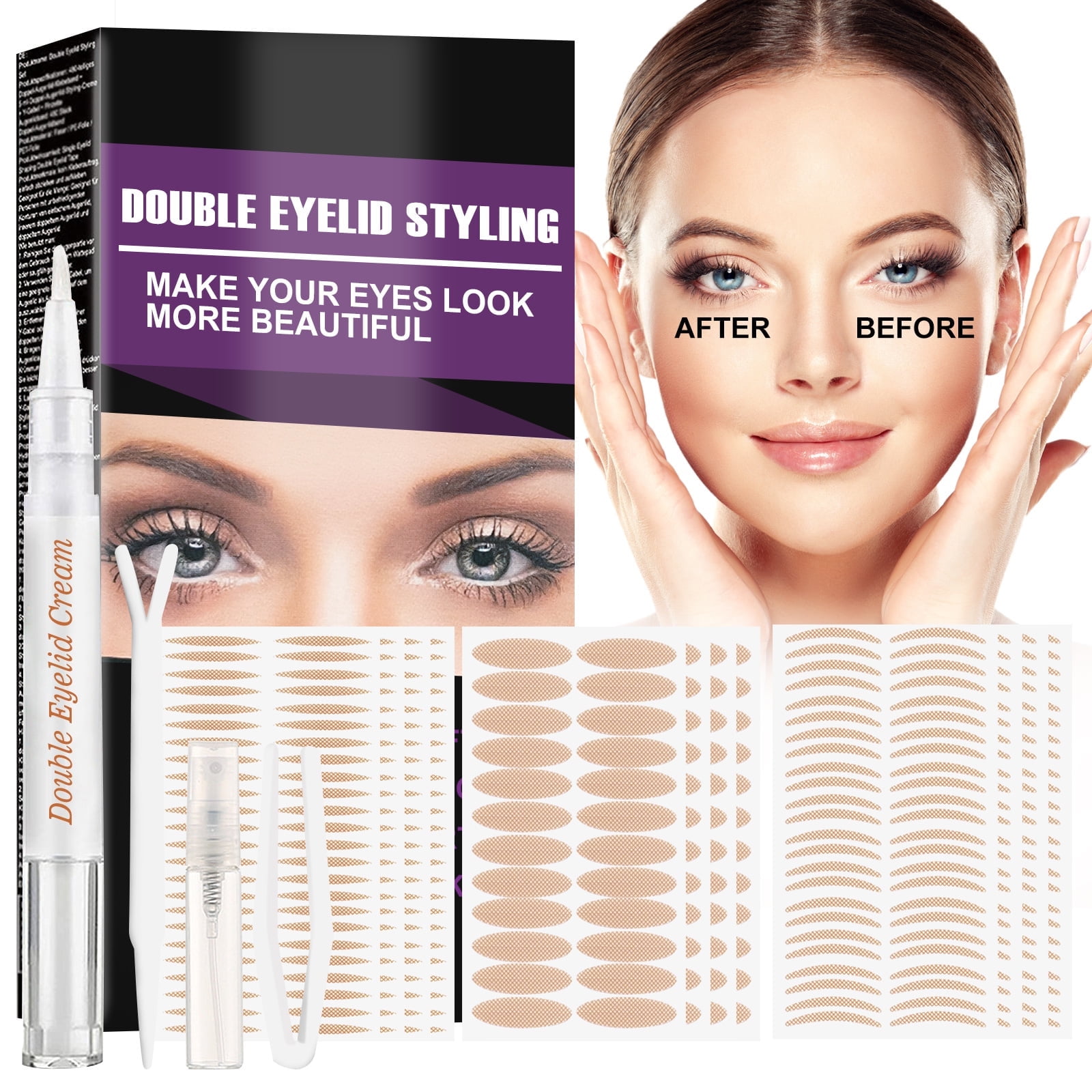 Invisible Eyelid Tape, 480 Pcs Eyelid Lifter Strips, Double Eyelid Tape for Hooded Eyes, Instant ...