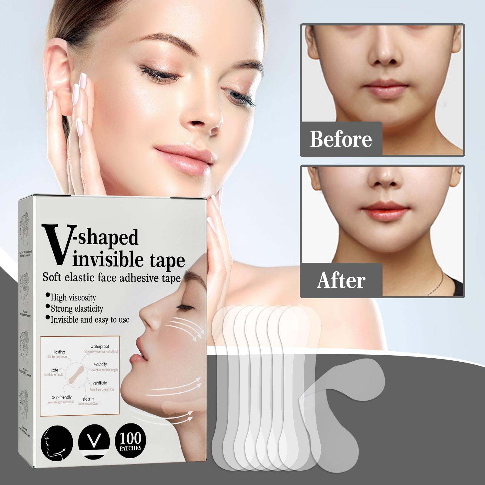 Invisible Face Lifting Tape - 100 PCS V-Shaped Face Patch, Instant ...