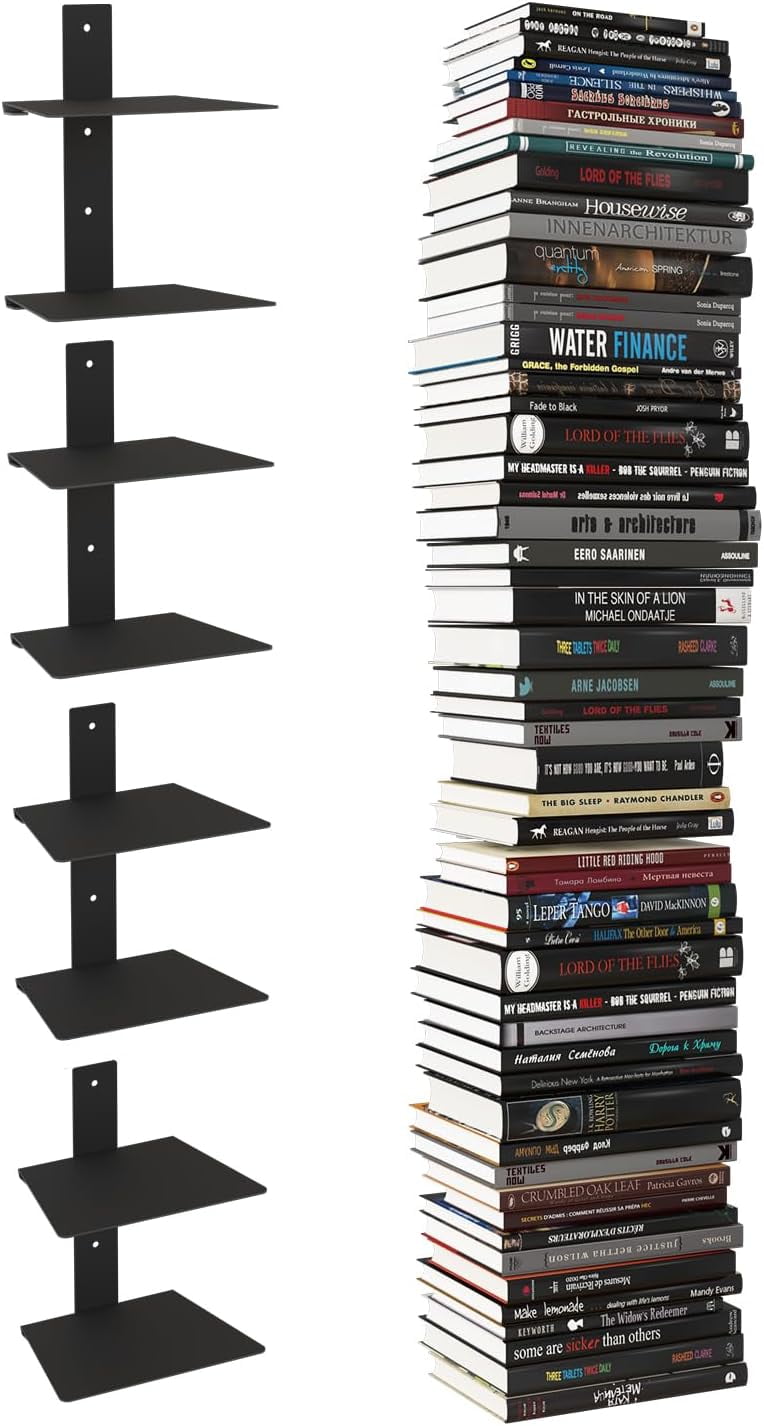 Invisible Floating Book Shelves for Wall, 8 Tier Heavy Duty Metal Loads ...