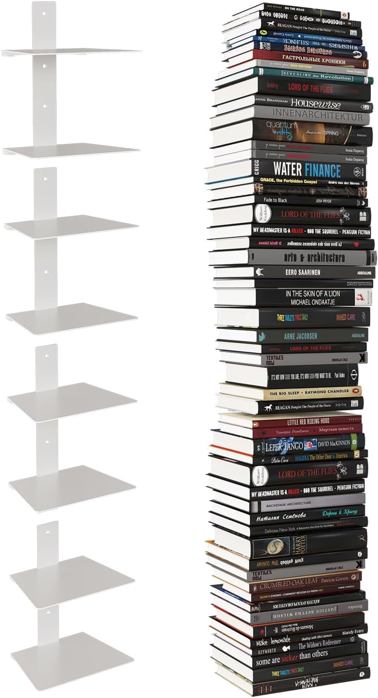 Invisible Floating Book Shelves for Wall, 8 Tier Heavy Duty Metal Loads ...