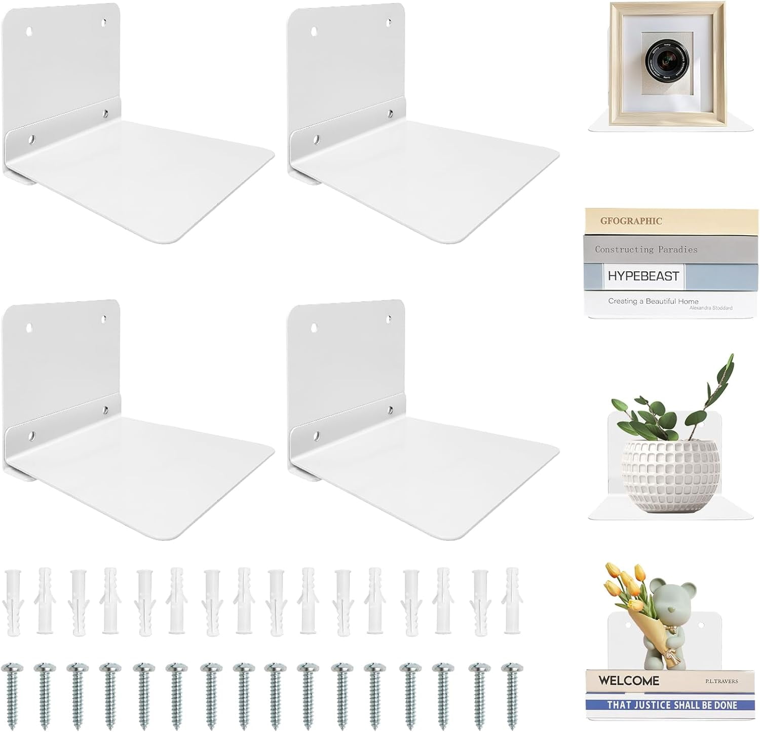 Invisible Floating Bookshelf Set of 4 - Bookshelf Floating Shelves for ...