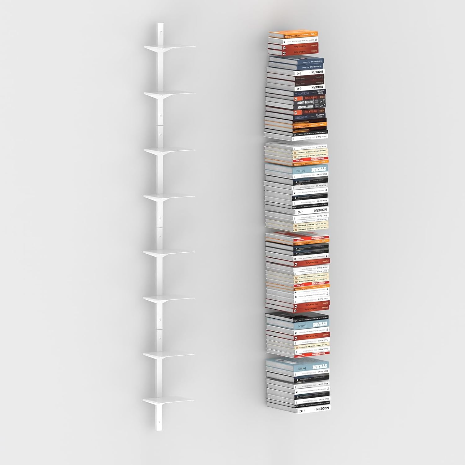 Invisible Floating Bookshelf for Wall Mounted, 4 Pack White Spine Book ...