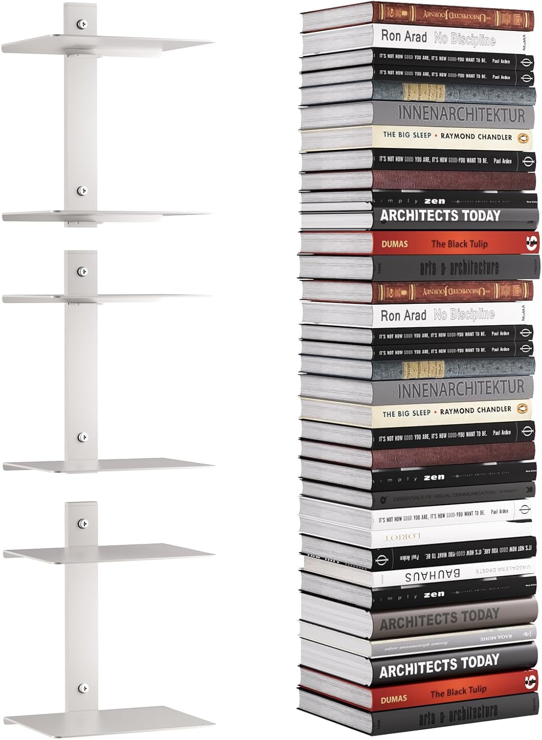 Invisible Floating Bookshelf for Wall, 6 Tier Vertical Spine Book Tower ...