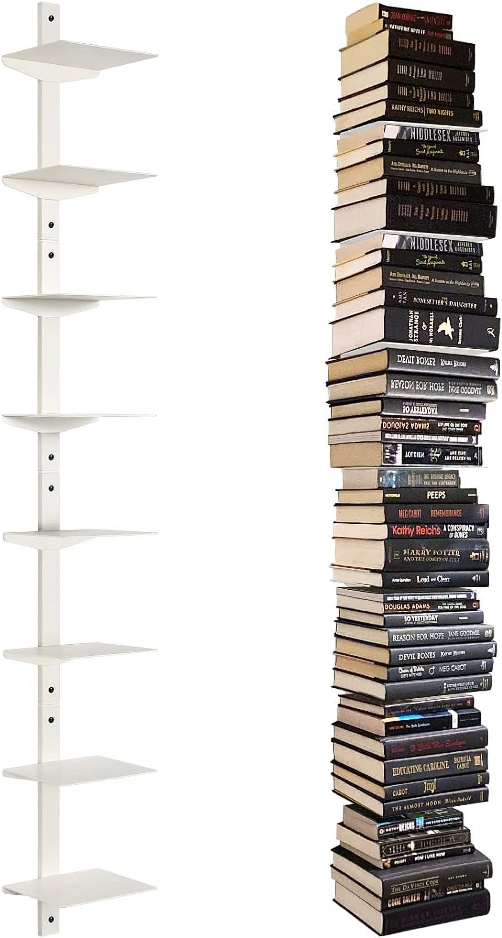 Invisible Floating Bookshelf for Wall Mounted, 8 Tier Vertical Spine ...