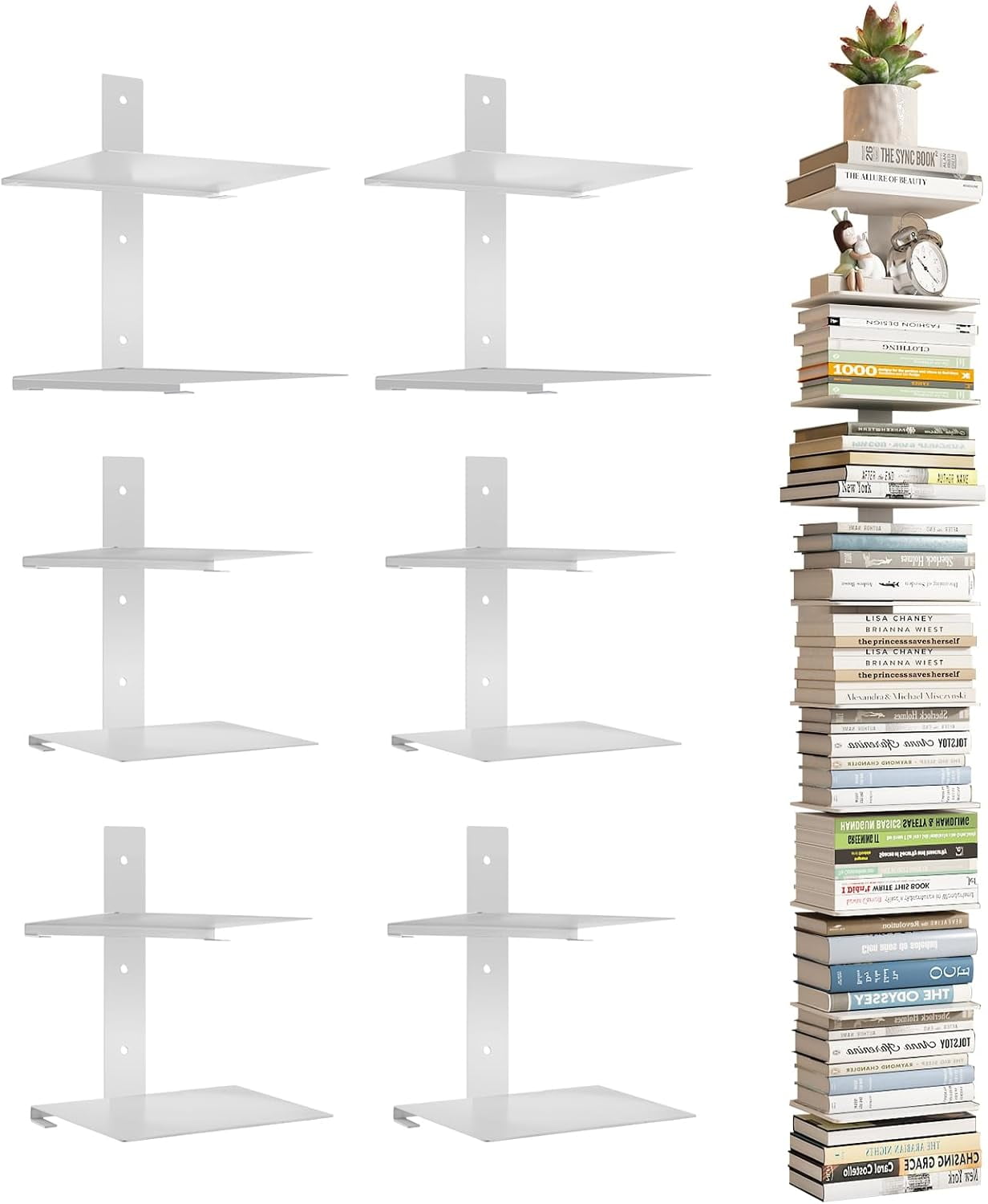 Invisible Floating Bookshelves for Wall, 12 Tier Vertical Spine Book ...