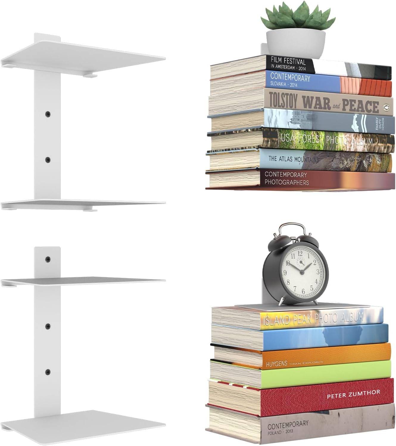 Invisible Floating Bookshelves for Wall, 6 Tier Vertical Spine Book ...