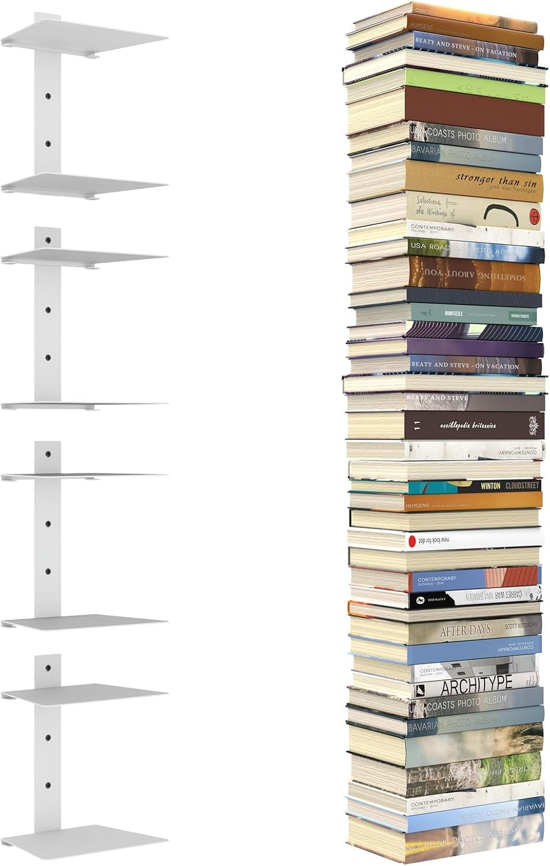 Invisible Floating Bookshelves for Wall, 8 Tier Vertical Spine Book ...