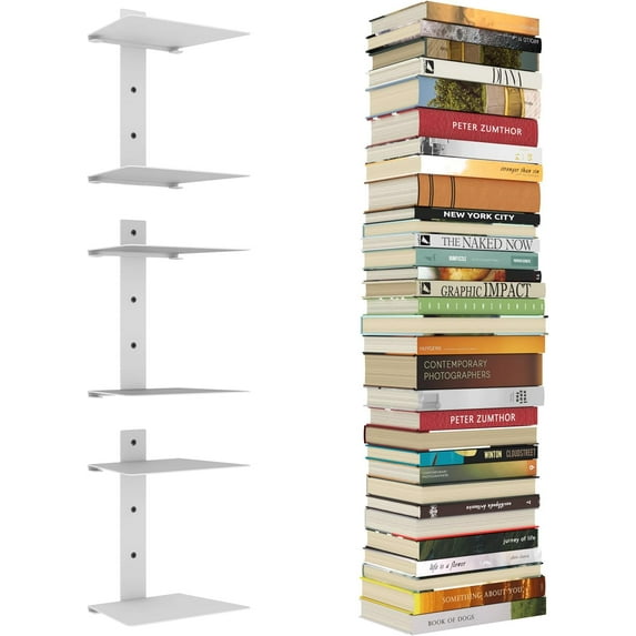 Invisible Floating Bookshelves for Wall, 6 Tier Vertical Book Tower ...