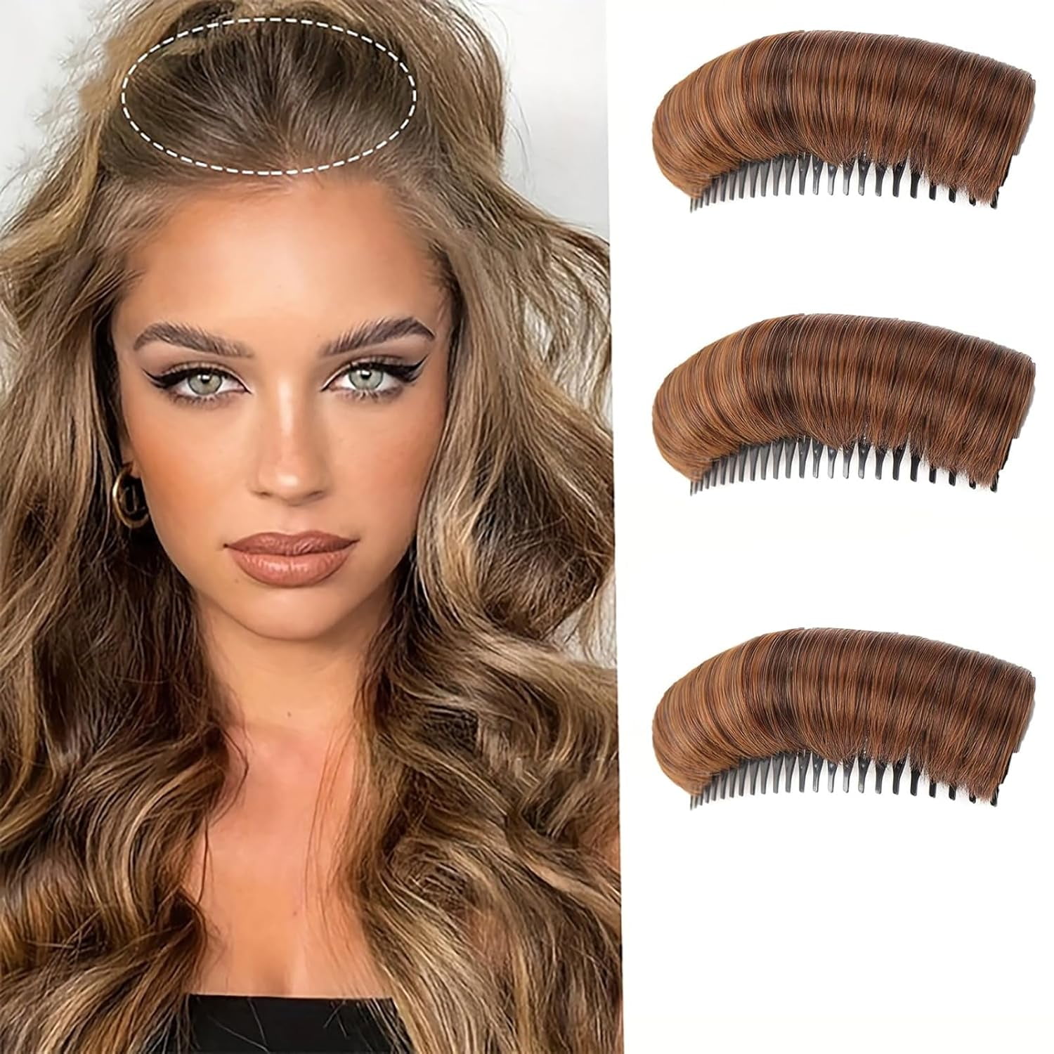 Invisible Fluffy Hair Pad, 3Pcs Hair Bumps for Volume Insert, Natural ...