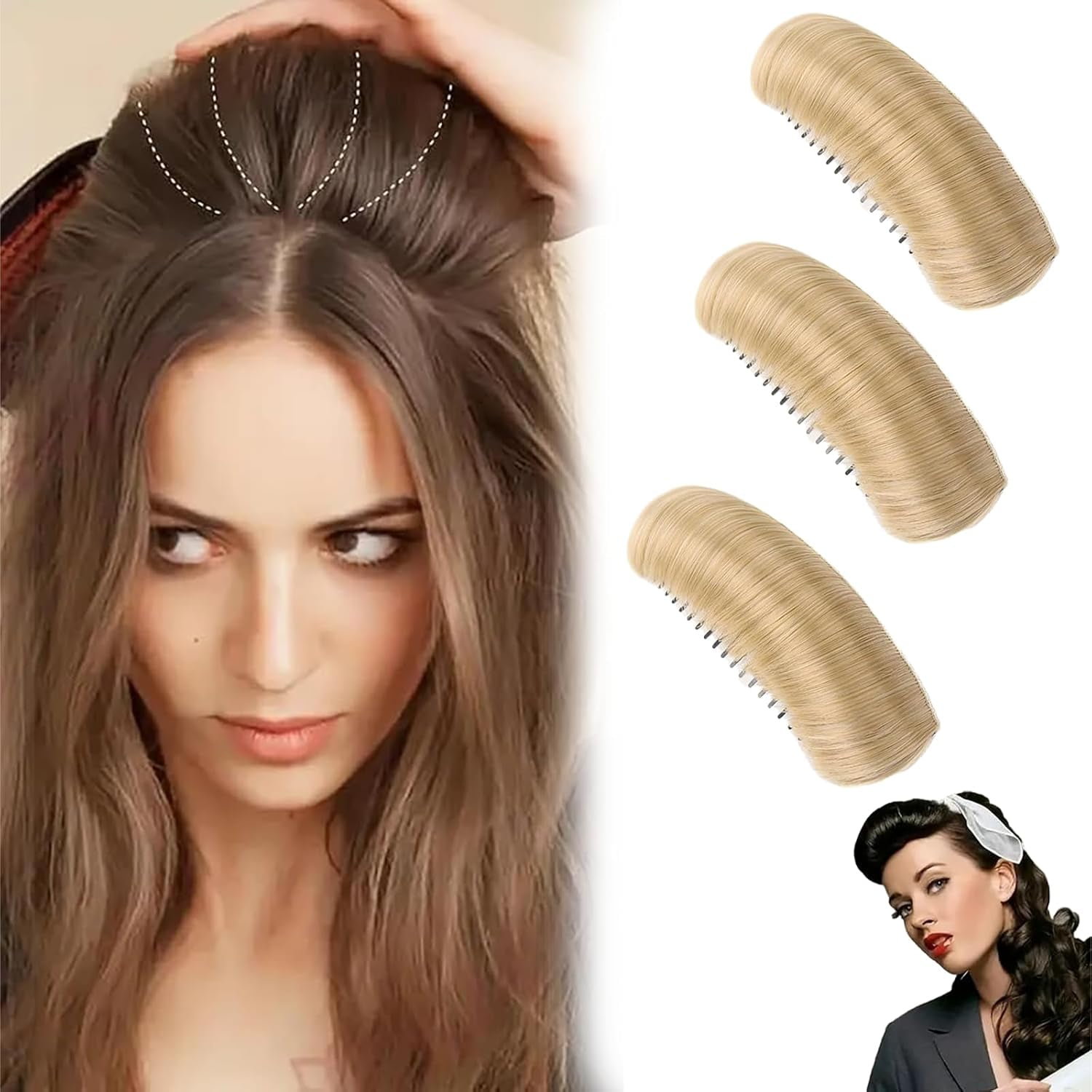Invisible Fluffy Hair Pad, Natural Hair Bump Clip for Volume, DIY ...