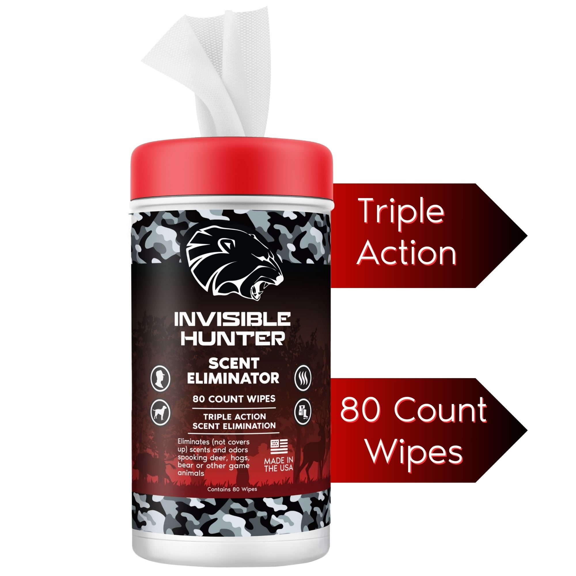 Invisible Hunter Scent Eliminator - Equipment Wipes 80-Count; Triple ...