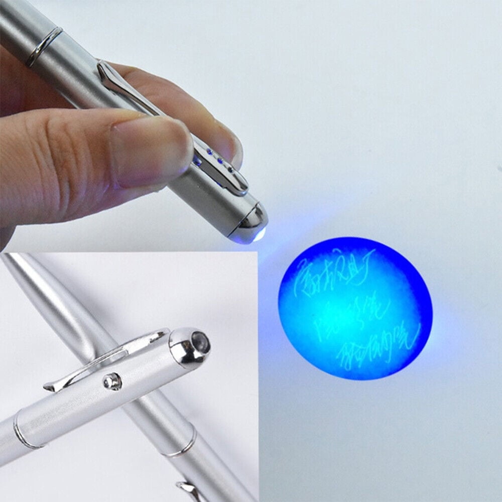 Invisible Ink Pen with LED Light, 2-Pack 13cm Silver Plastic Pens for ...