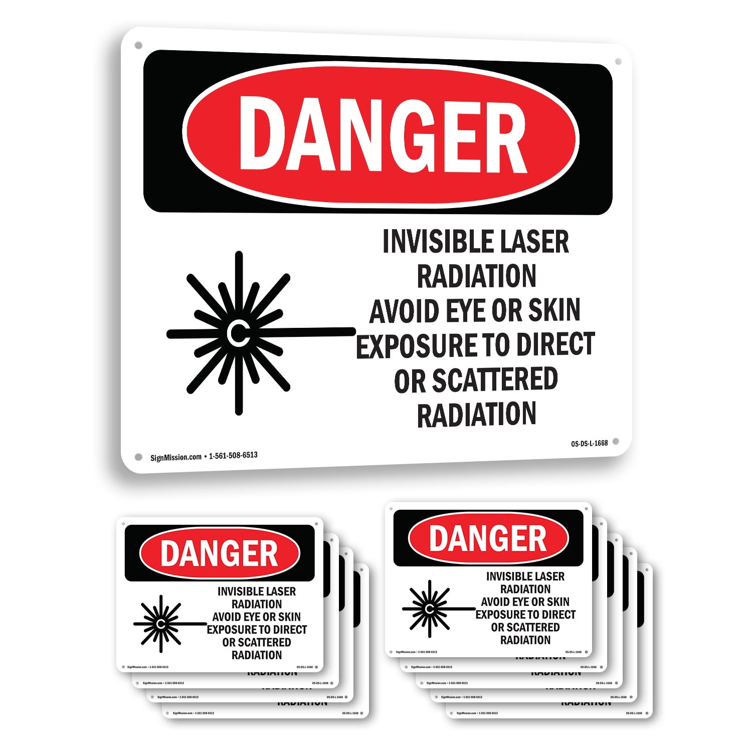 Invisible Laser Radiation Avoid Eye Exposure OSHA Danger Aluminum Sign ...