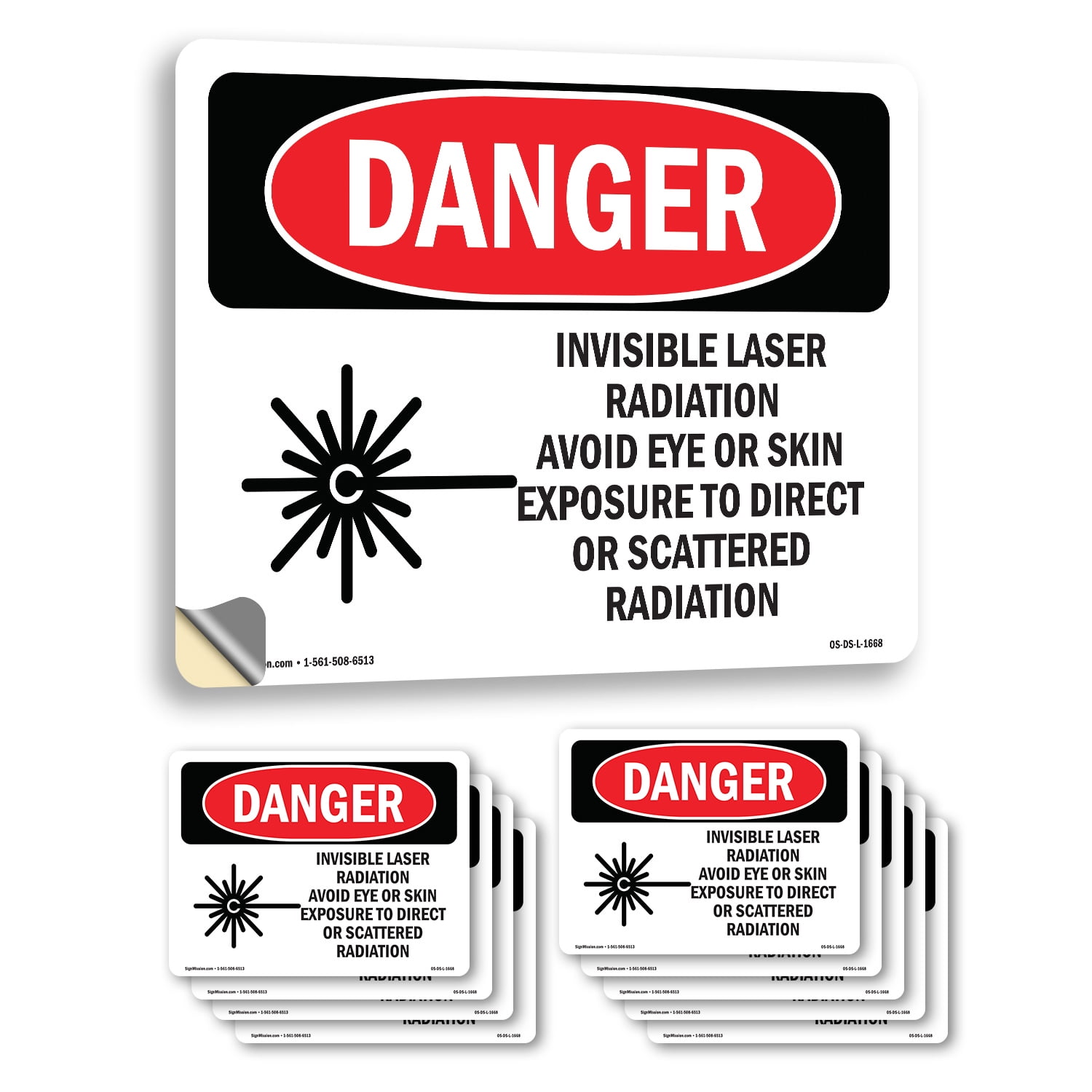 Invisible Laser Radiation Avoid Eye Exposure OSHA Danger Vinyl Decal ...