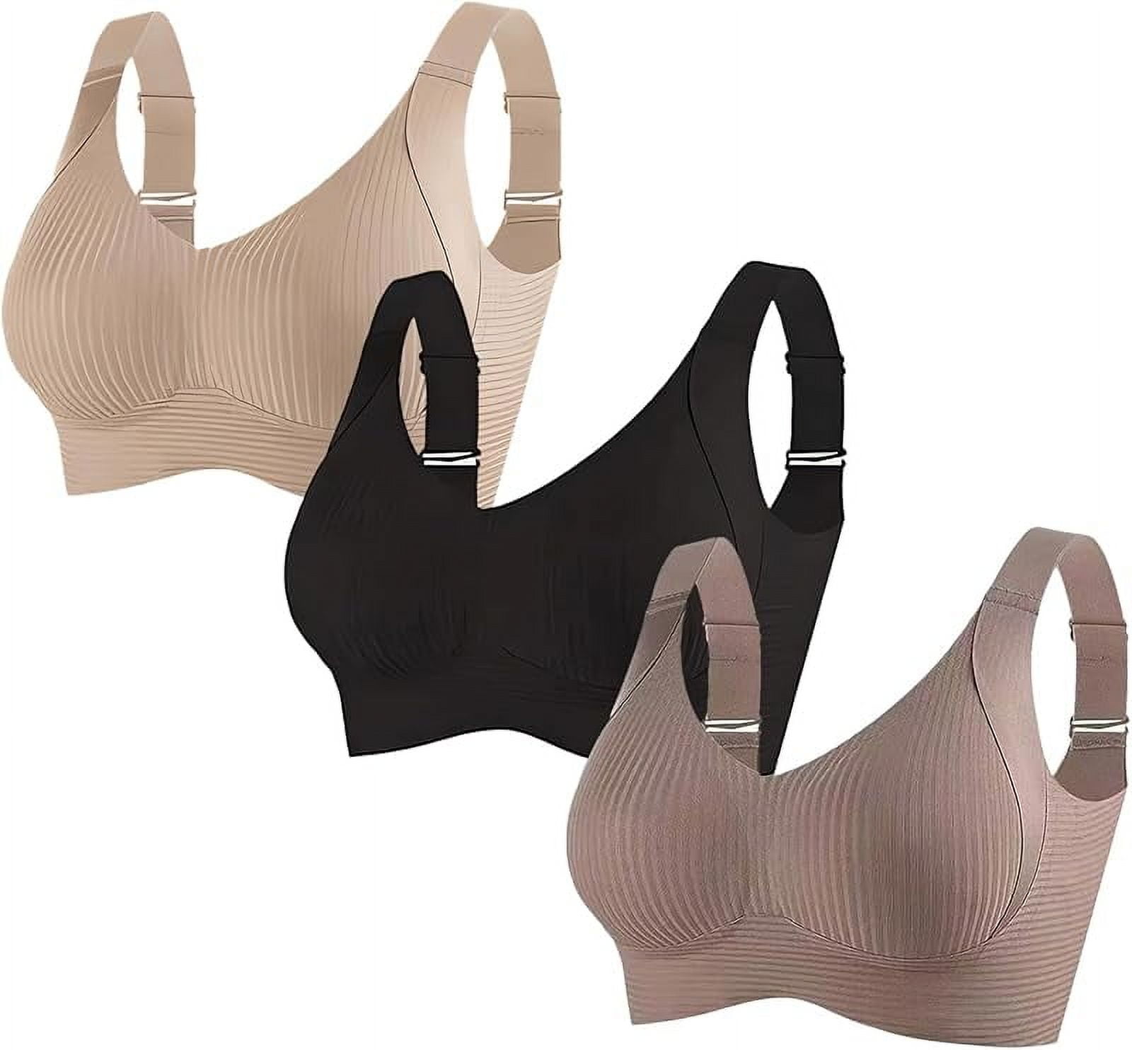 Invisible Lift Bra, Women's Solid Color Four Rows Adjustable Wireless ...