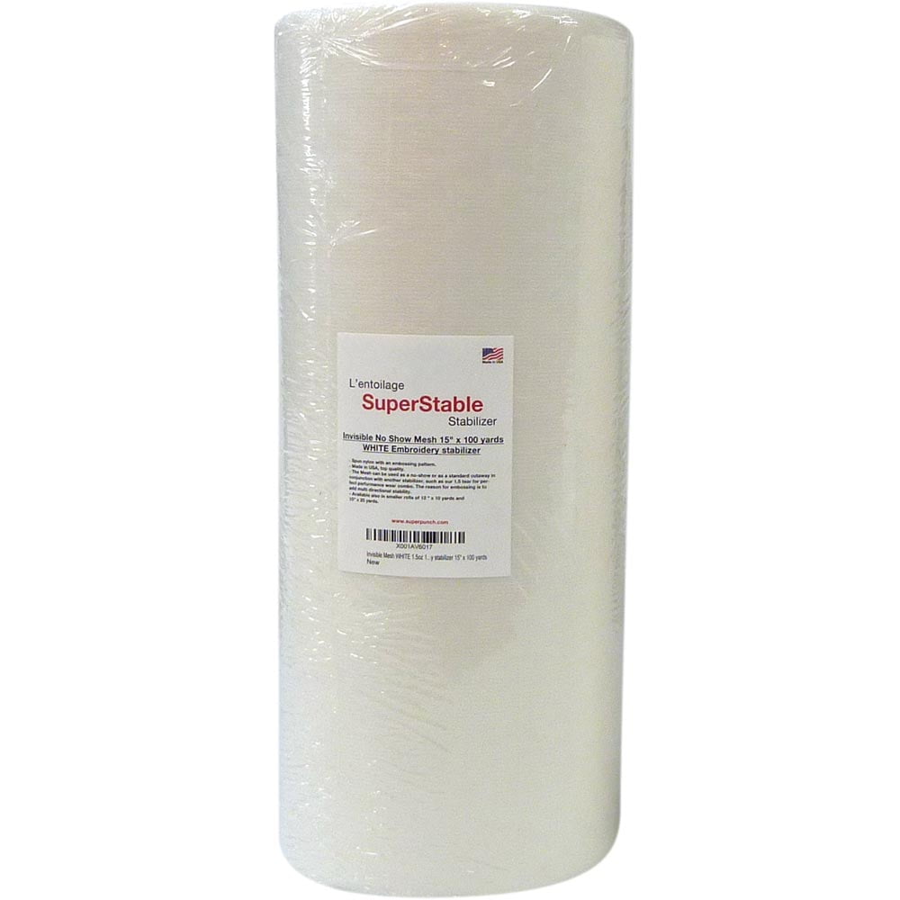 Invisible No-Show Mesh Stabilizer White 1.5 oz 15 inch x 100 Yard Roll ...