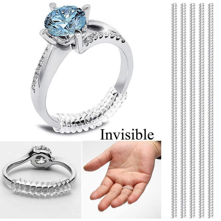 Invisible Ring Size Adjuster 5 Packs Soft Silicone Ring Size Adjuster for Loose Rings for Men and Women Spiral Silicone Tightener Fits Most Round