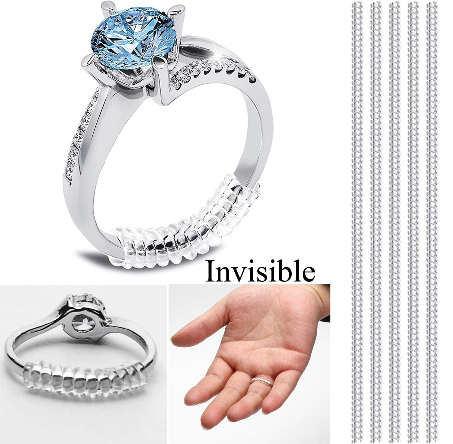 "Invisible Ring Size Adjuster, Soft Silicone, 5 Packs, Comfortable Fit ...