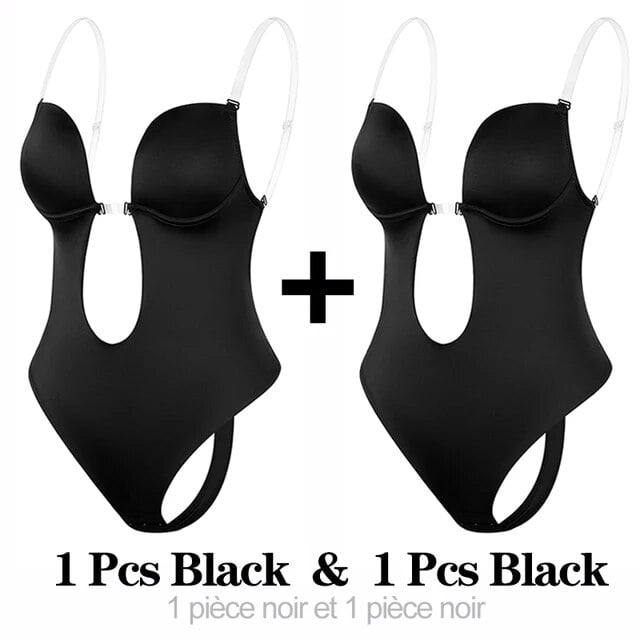 Invisible Shaper Bra Sexy Bodysuit Corset Backless Deep V Neck U Plunge