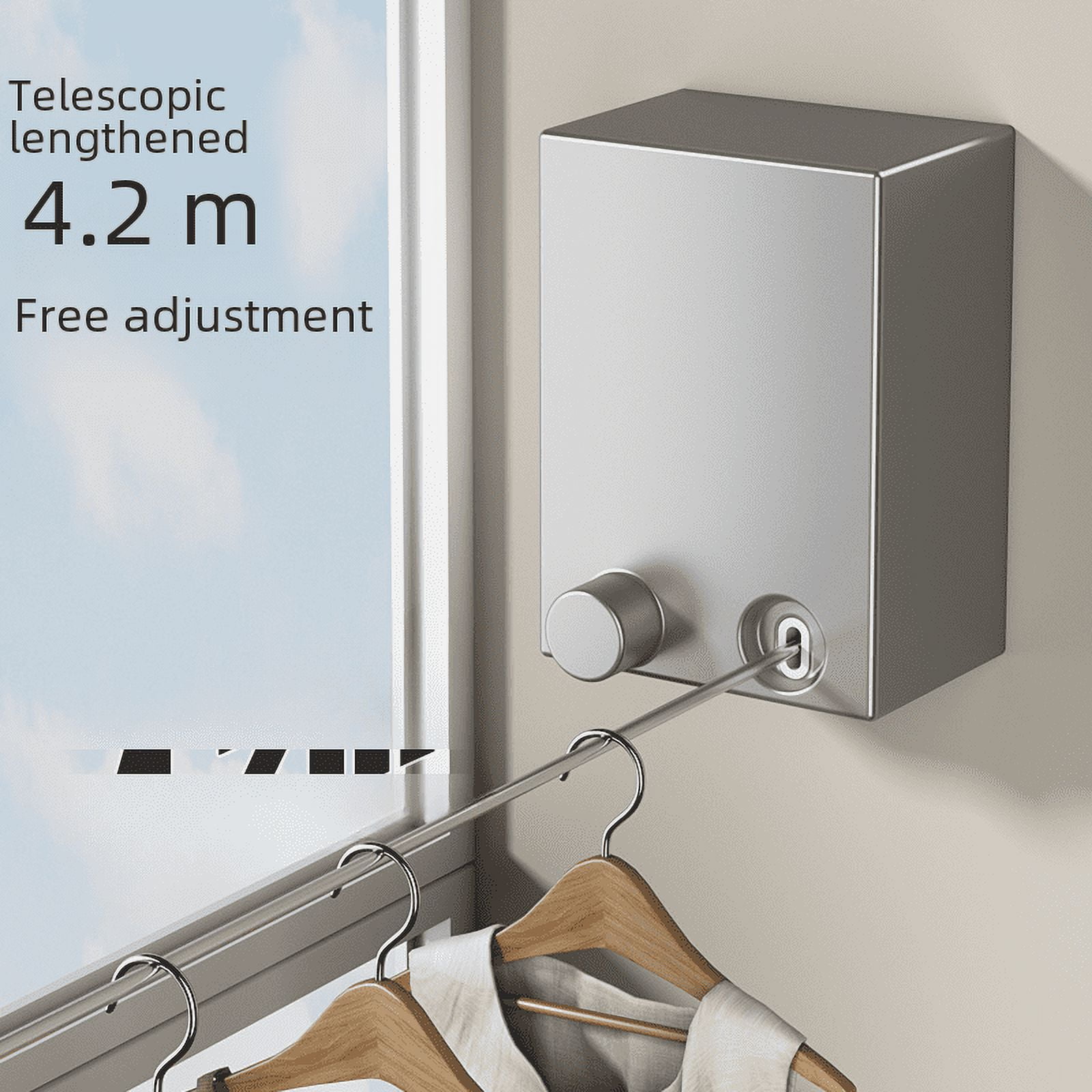 Invisible clothesline indoor punch-free clothes hanger retractable ...