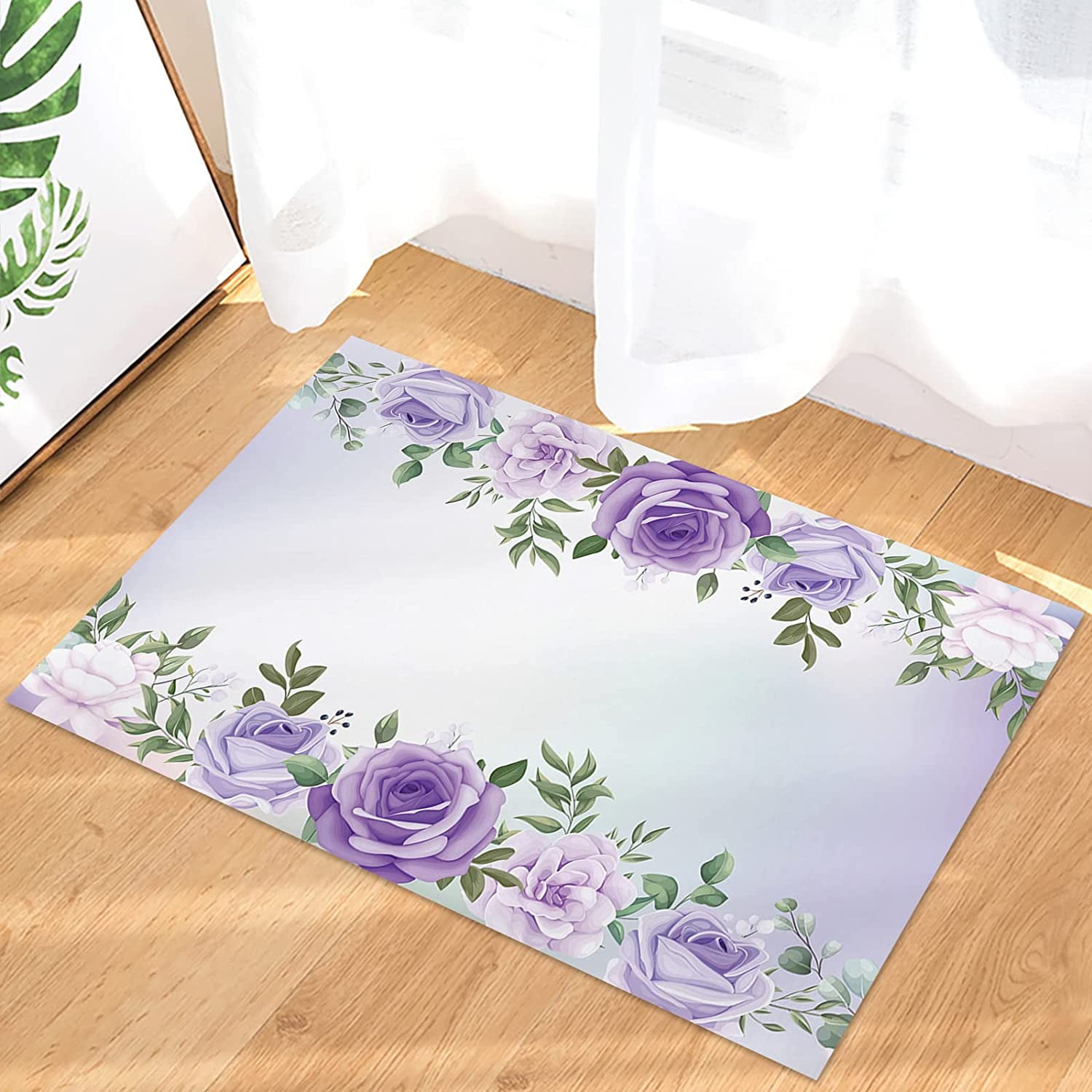 InvisibleWings Rose Flower Purple Pink Indoor Doormat Non-Slip Front ...