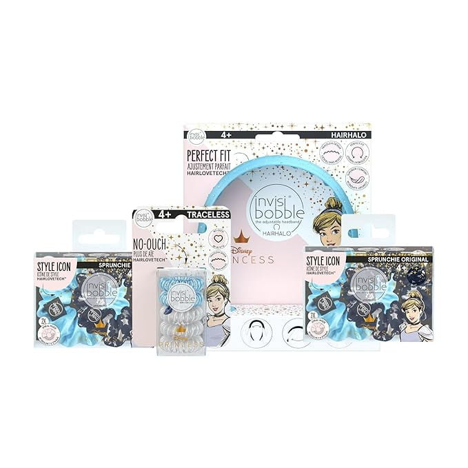 Invisibobble Disney Cinderella 10-Pc Hair Set - HairHalo Headband, Coil ...