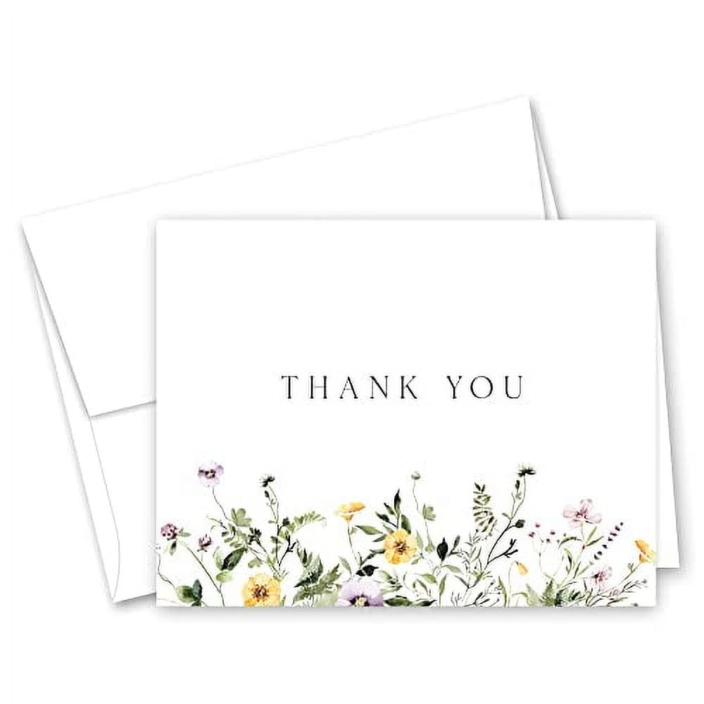 InvitationHouse 50 Watercolor Wildflowers Thank You Cards (Yellow Lilac ...