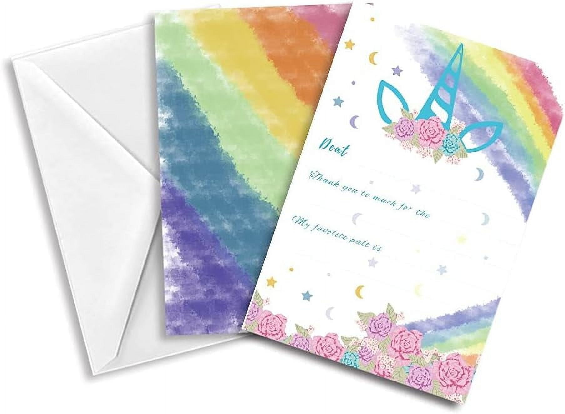 Invitations with Envelopes 30 Sheet Fill-in Rainbow Unicorn Theme ...