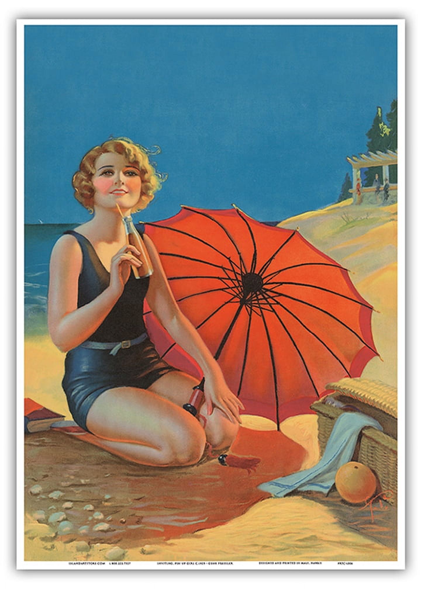 Inviting - Art Deco Glamour Girl - Beautiful Redhead drinking a Cola on ...