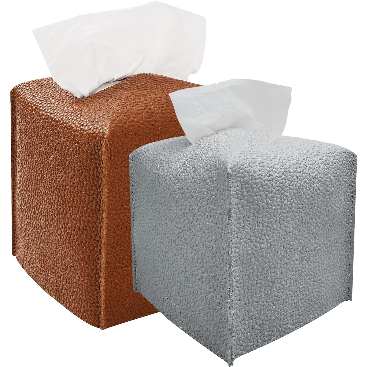 KEEPJOY Square Tissue Box Cover, Purple Pu Leather Tissue Box Holder ...