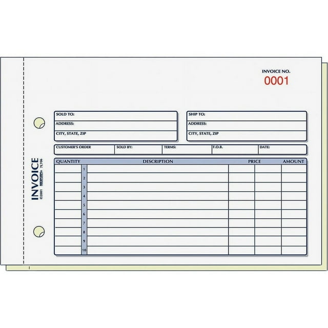 Invoice Book 5 1/2 x 7 7/8, Carbonless Duplicate, 50 Sets/Book ...