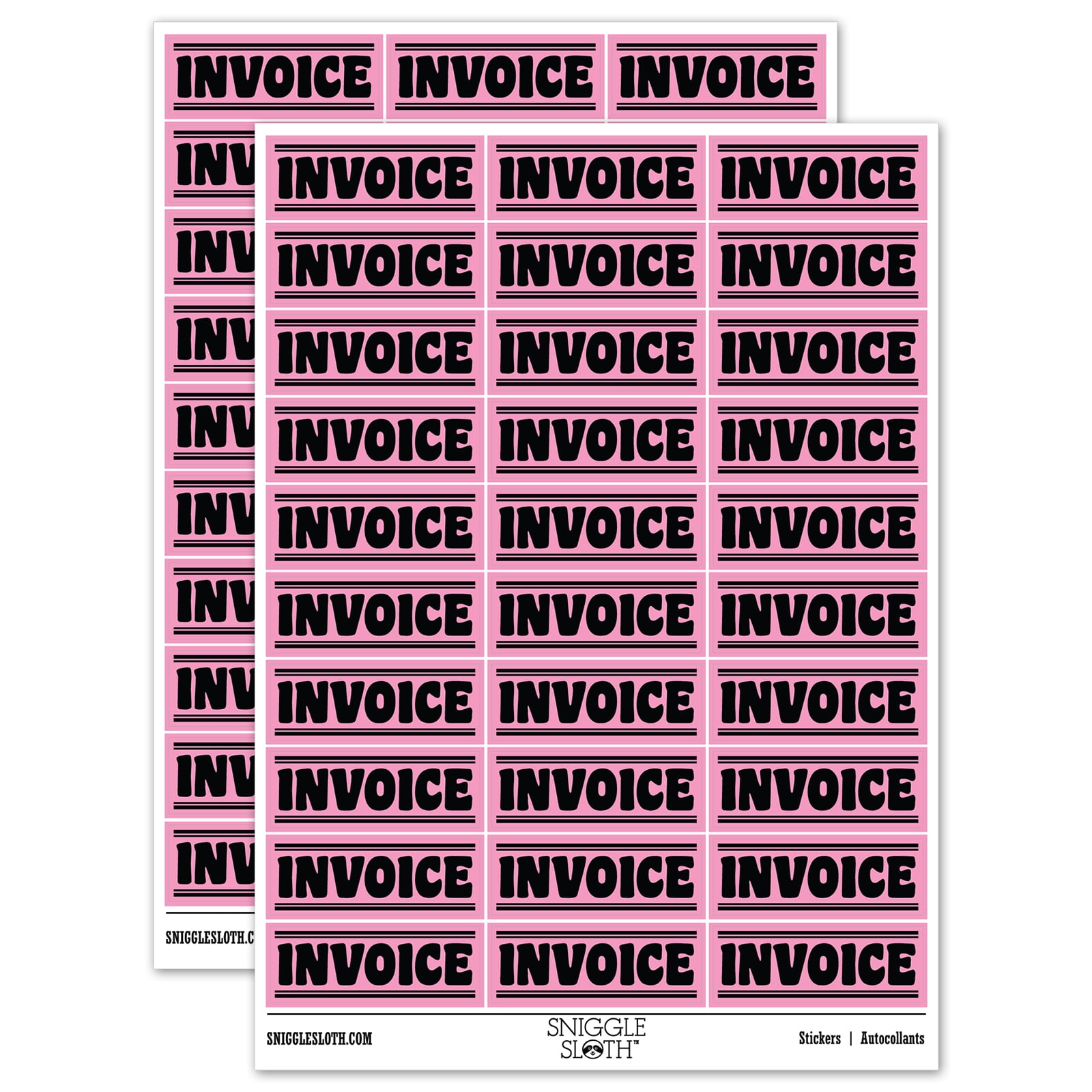 Invoice Border Top Bottom Sticker Set - Light Pink - Gloss Finish - 1. ...