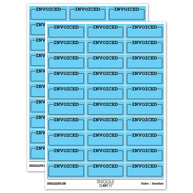 Invoiced Blank Box for Date Signature Billed Sticker Set - Light Blue ...