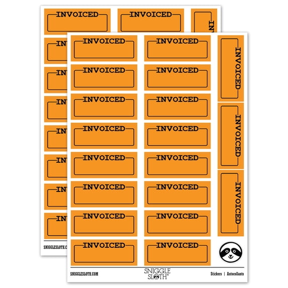 Invoiced Blank Box for Date Signature Billed Sticker Set - Orange ...