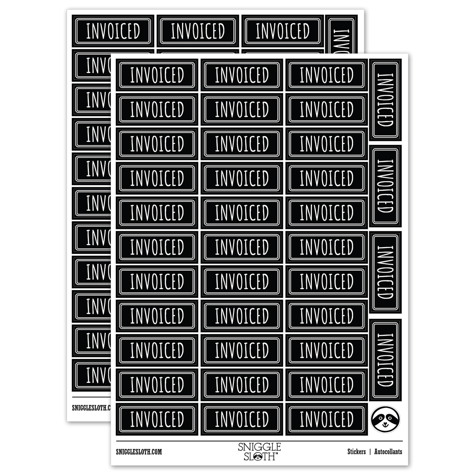 Invoiced Double Line Border Billed Sticker Set - Black - Matte Finish ...