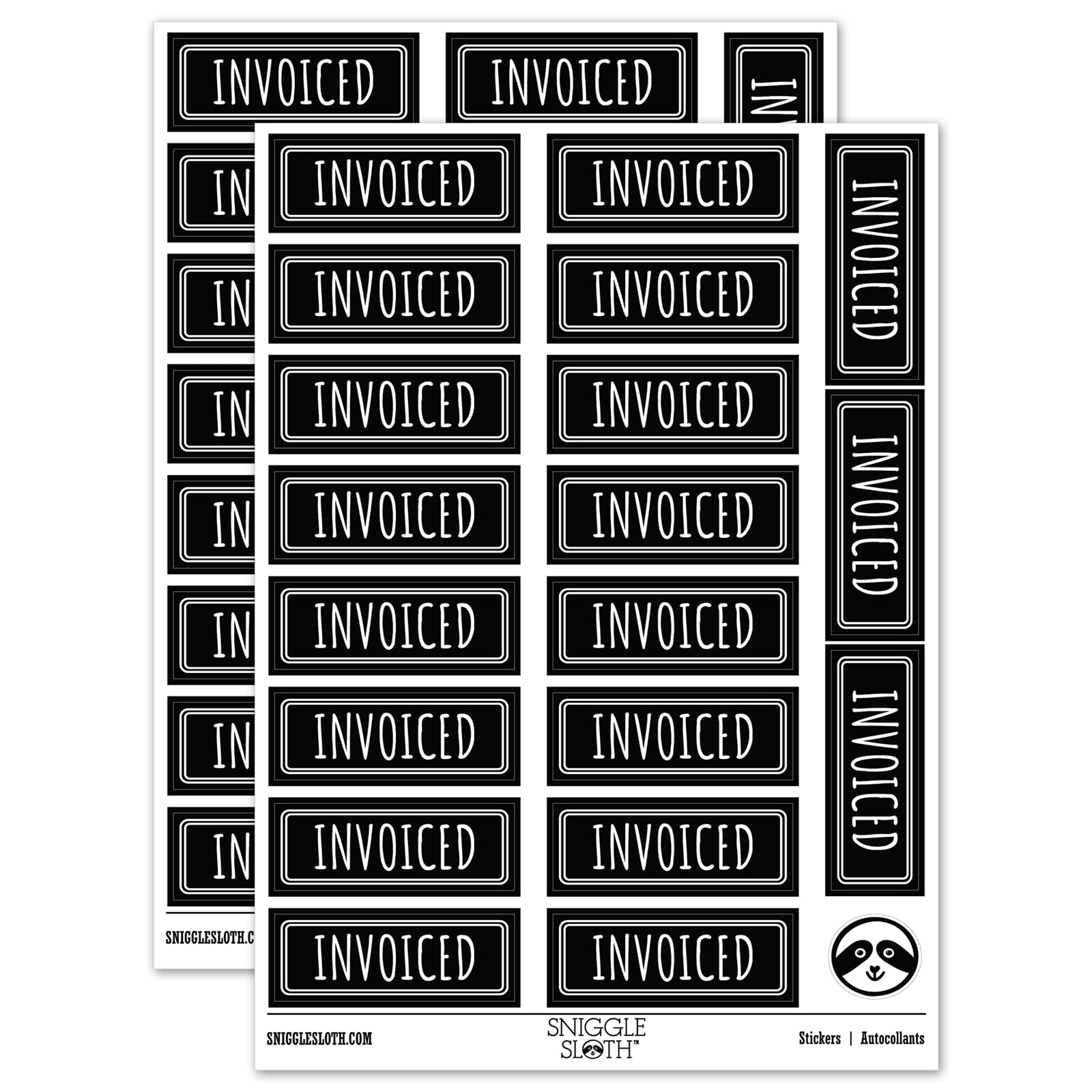 Invoiced Double Line Border Billed Sticker Set - Black - Matte Finish ...