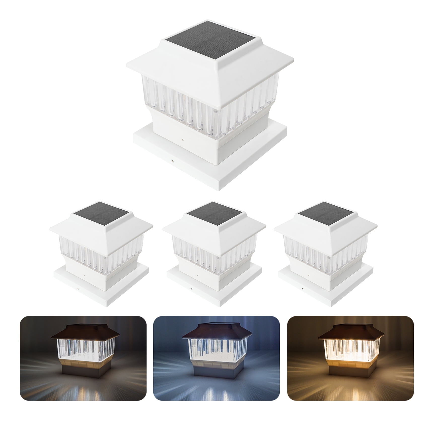 Involux LED Solar Powered Post Light Outdoor, 4 Pack Modern Deck Fence ...