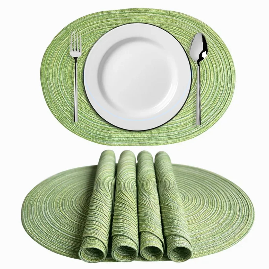 Inyahome Round Oval Braided Table Place Mats Pad for Dining Table Patio ...