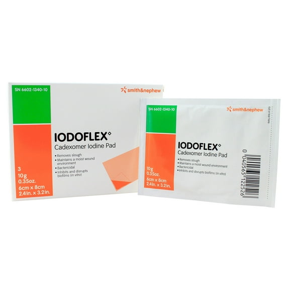 "Iodoflex Cadexomer Iodine Sterile Wound Pad Dressings 2.4"" x 3.2 ...