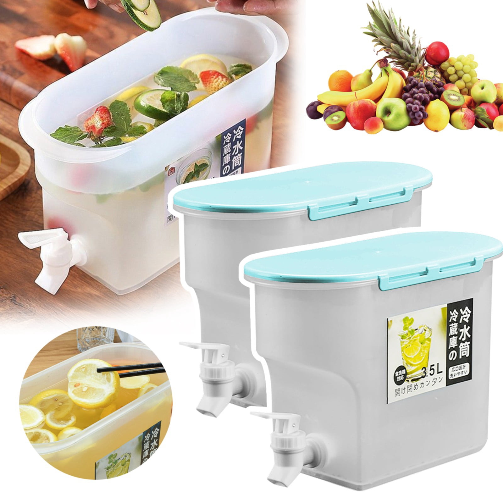Iodue 3.5L Drink Dispenser For Fridge Beverage Liquid Drink Container ...