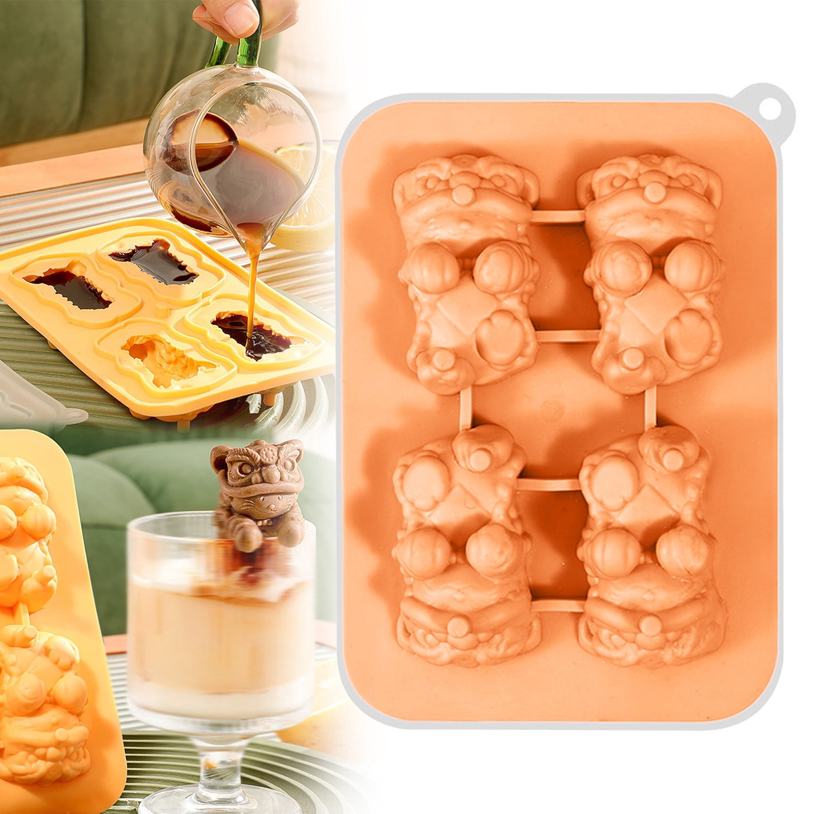 Iodue Ice Cube Tray Cute Ice Cube Mold 3D Silicone Ice Cube Tray Mold ...