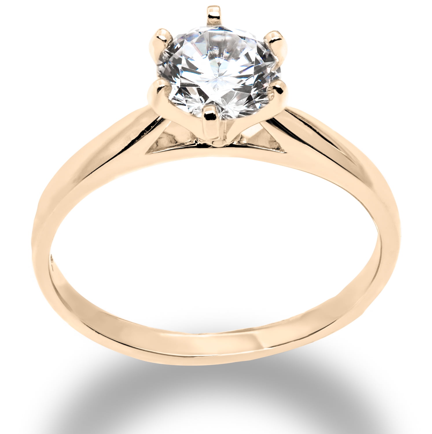 Ioka - 14K Solid Yellow Gold 1.25 Ct. Round Cut Solitaire CZ Engagement ...